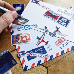 Mini Vintage Style Airmail Sticker Labels | 2 Sheet Sticker Set ...