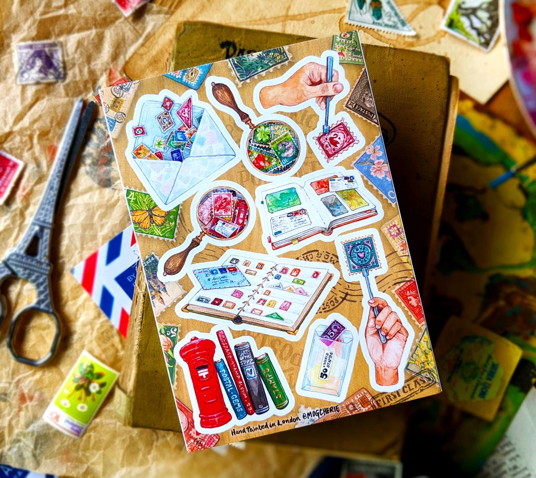 Philately Hobby Stickers | 2 Sheet Sticker Set | A6 | Stamp Collecting ...