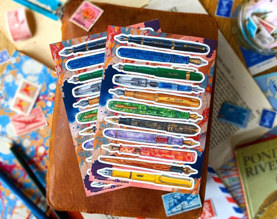Fantastic Fountain Pens Stickers | 2 Sheet Sticker Set | Ephemera ...