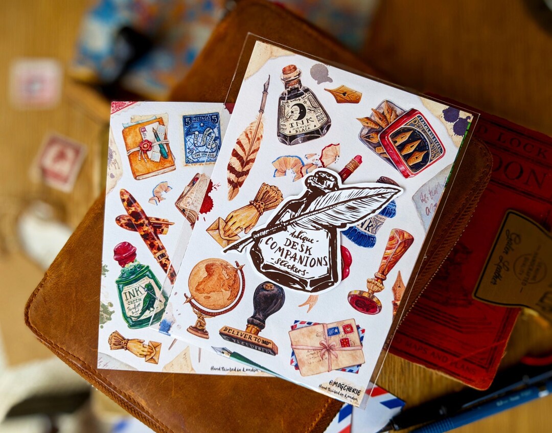 Antique Desk Companions Stickers 2 Sheet Sticker Set - Etsy