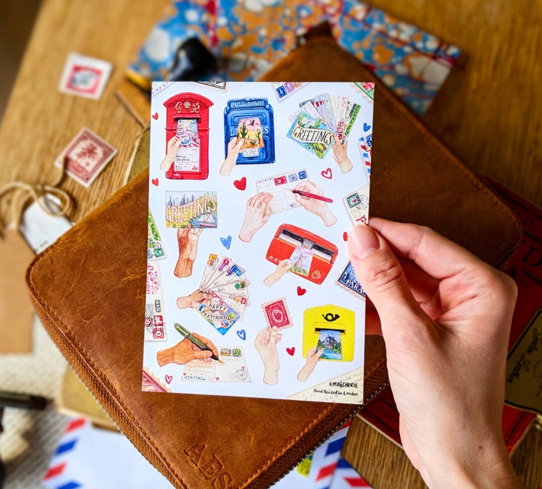 Postcard Penpals Stickers 2 Sheet Sticker Set Postcrossing, Happy Snail ...