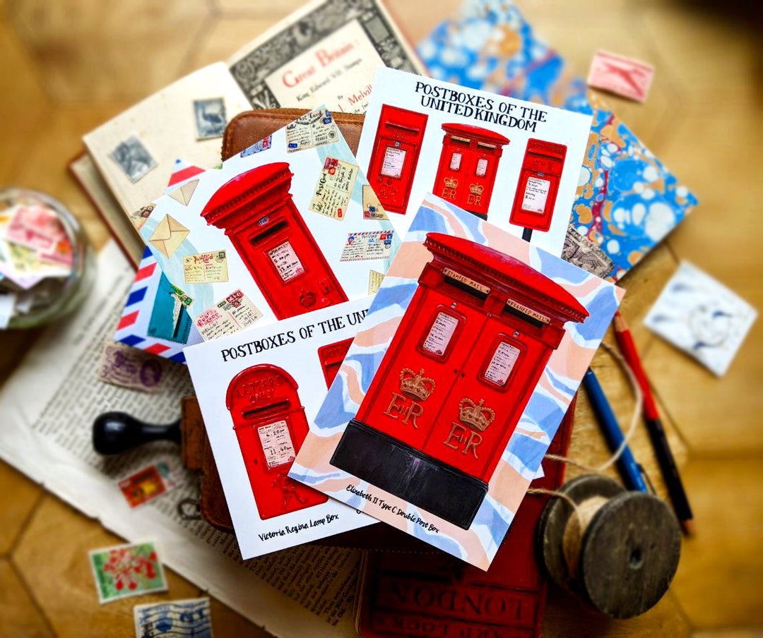 Postboxes of the UK Postcard Set | 4 Unique Post Cards | British ...