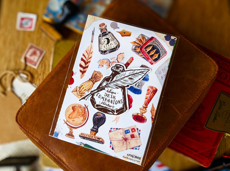 Antique Desk Companions Stickers | 2 Sheet Sticker Set | Vintage ...
