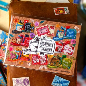Mailbox Stickers | 2 Sheet Set | Hand-illustrated Postboxes Snail Mail ...
