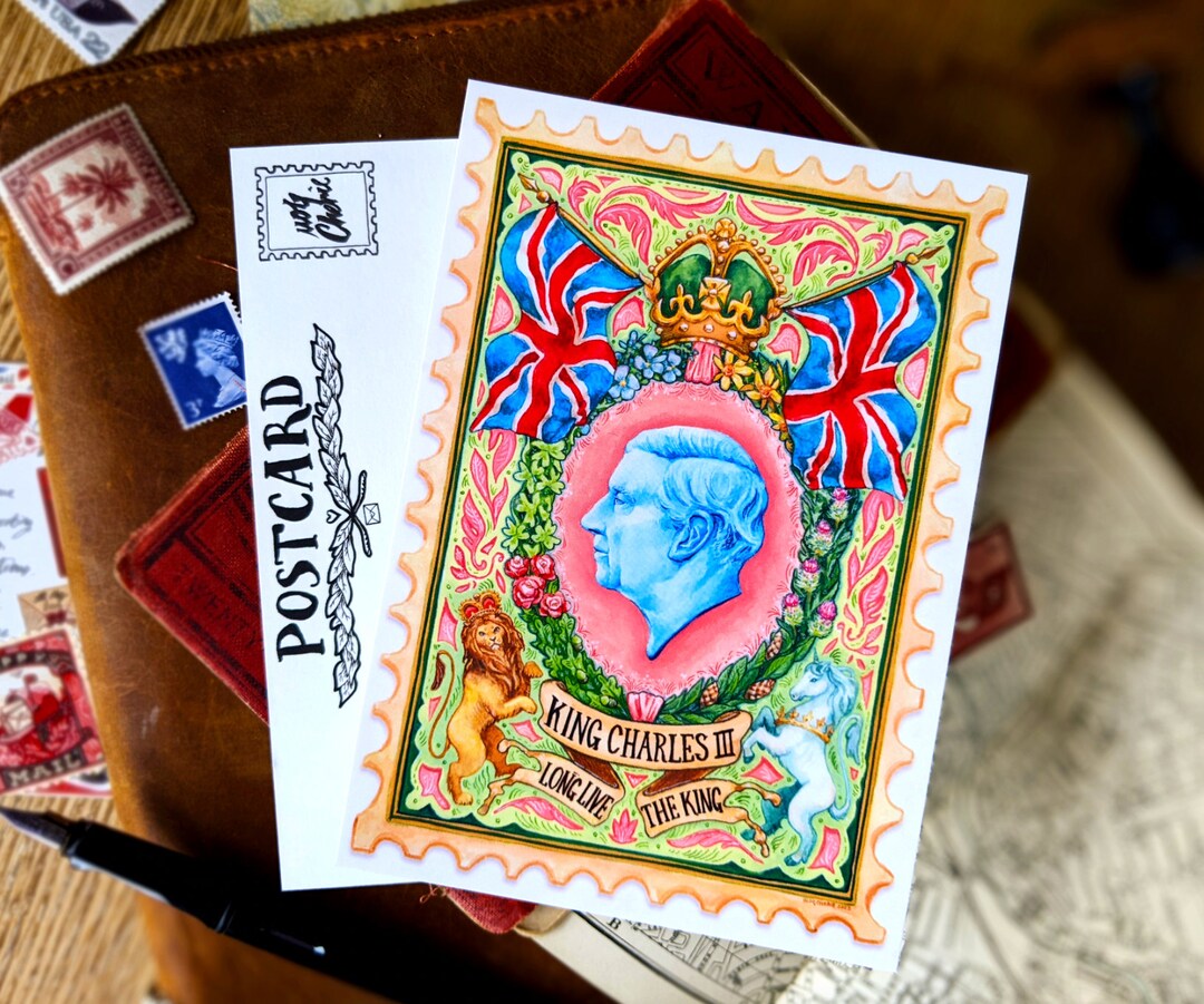 King Charles III Stamp Postcards British Royal Family Card Souvenir, UK ...