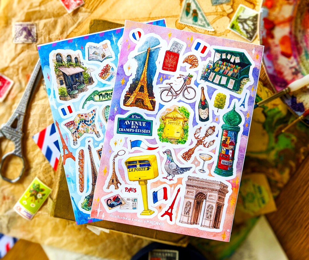 Paris Travel Stickers 2 Sheet Sticker Set A6 France Journal Decor ...
