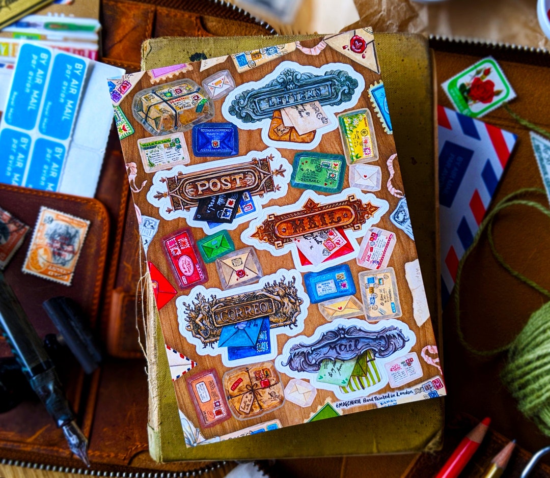 Antique Letter Slot Stickers | 2 Sheet Sticker Set | A6 | Happy Snail ...