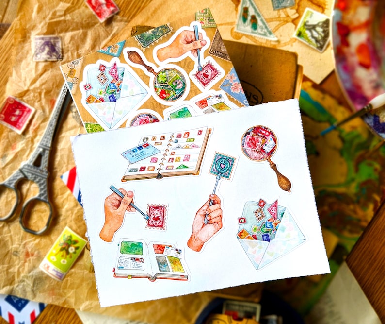 Philately Hobby Stickers | 2 Sheet Sticker Set | A6 | Stamp Collecting ...