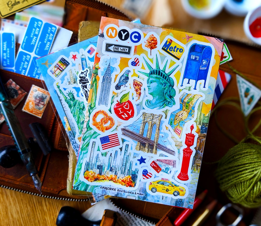 NYC Travel Stickers | Illustrated New York City, Journal Set - Etsy