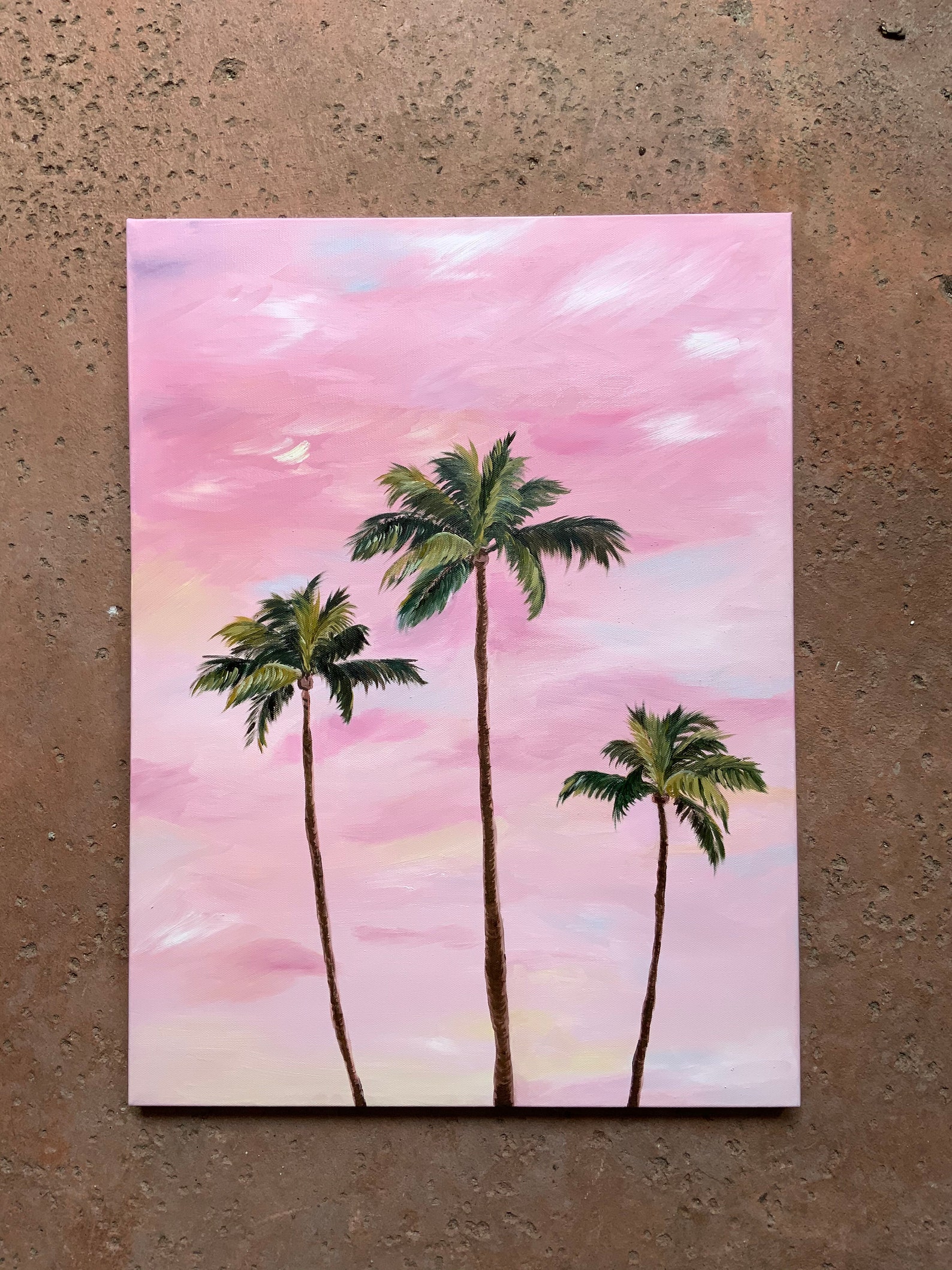 Pink Palm Trees Original Oil Painting on Canvas - Etsy