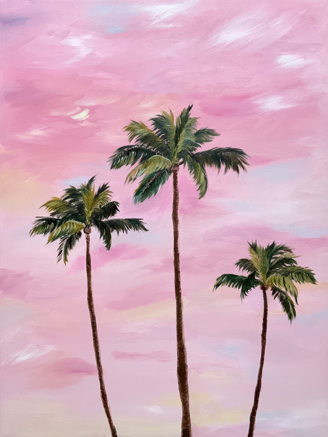 Pink Palm Trees Original Oil Painting on Canvas - Etsy
