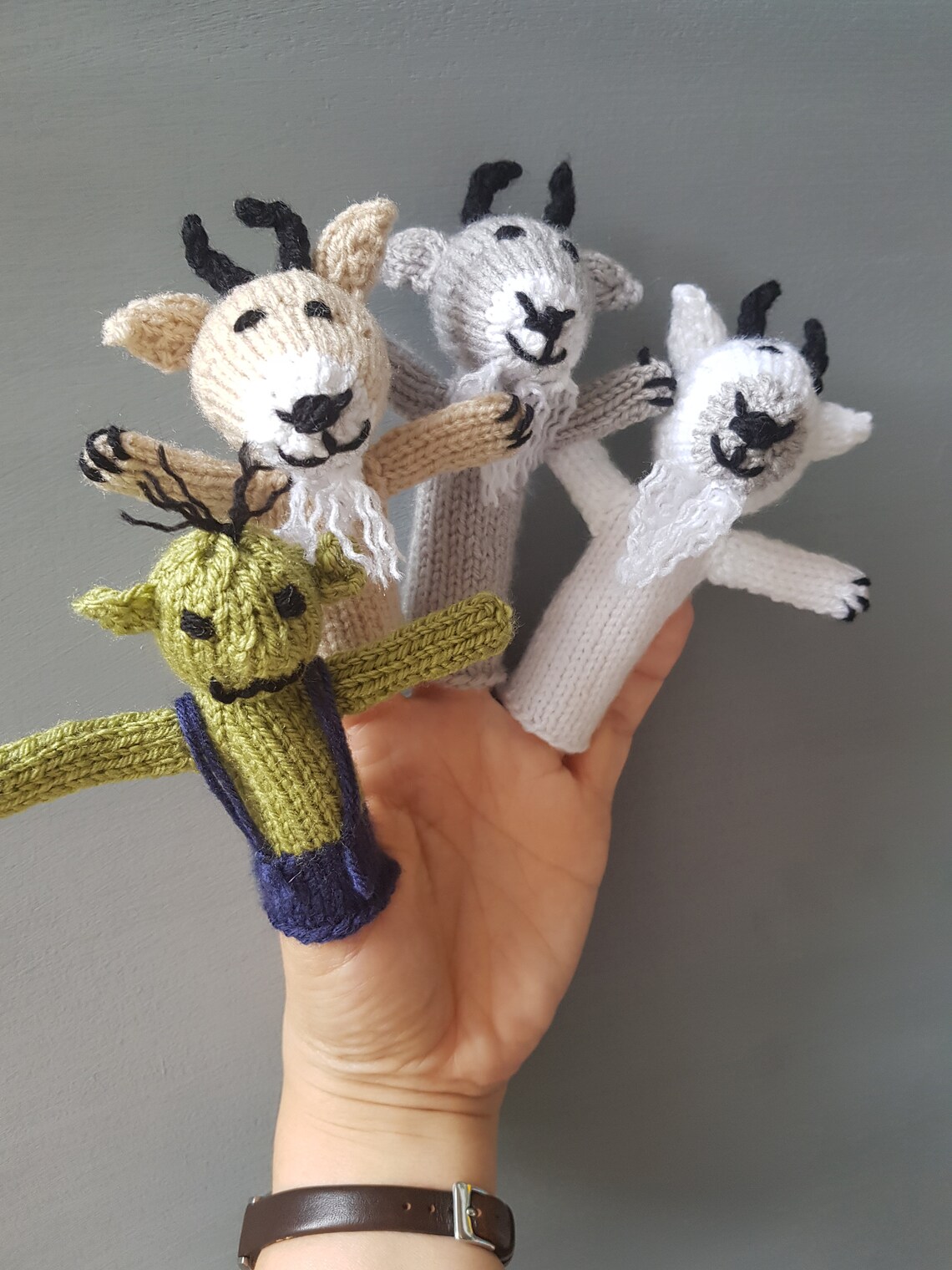 The Three Billy Goats Gruff Finger Puppets Knitting Pattern - Etsy