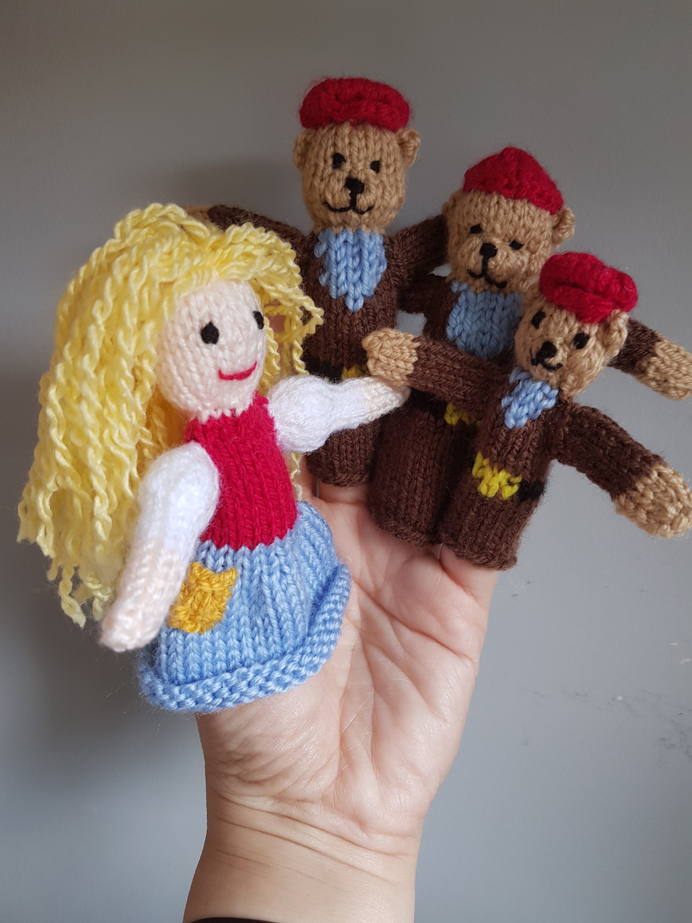 Goldilocks and the Three Bears Finger Puppet Knitting Pattern - Etsy