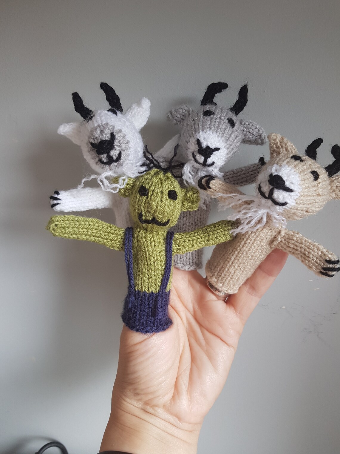 The Three Billy Goats Gruff Finger Puppets Knitting Pattern - Etsy