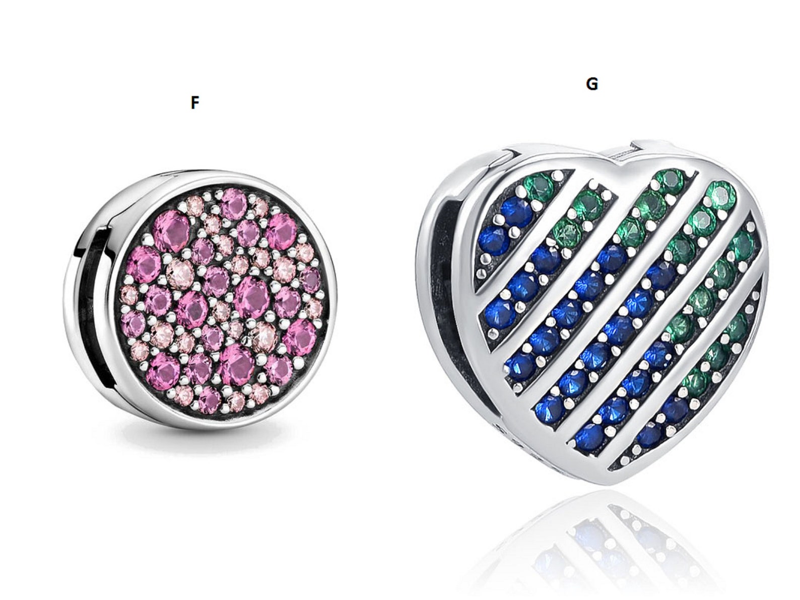JSS Charms 925 Sterling Silver | Reflection Clips Heart Star Zircon ...