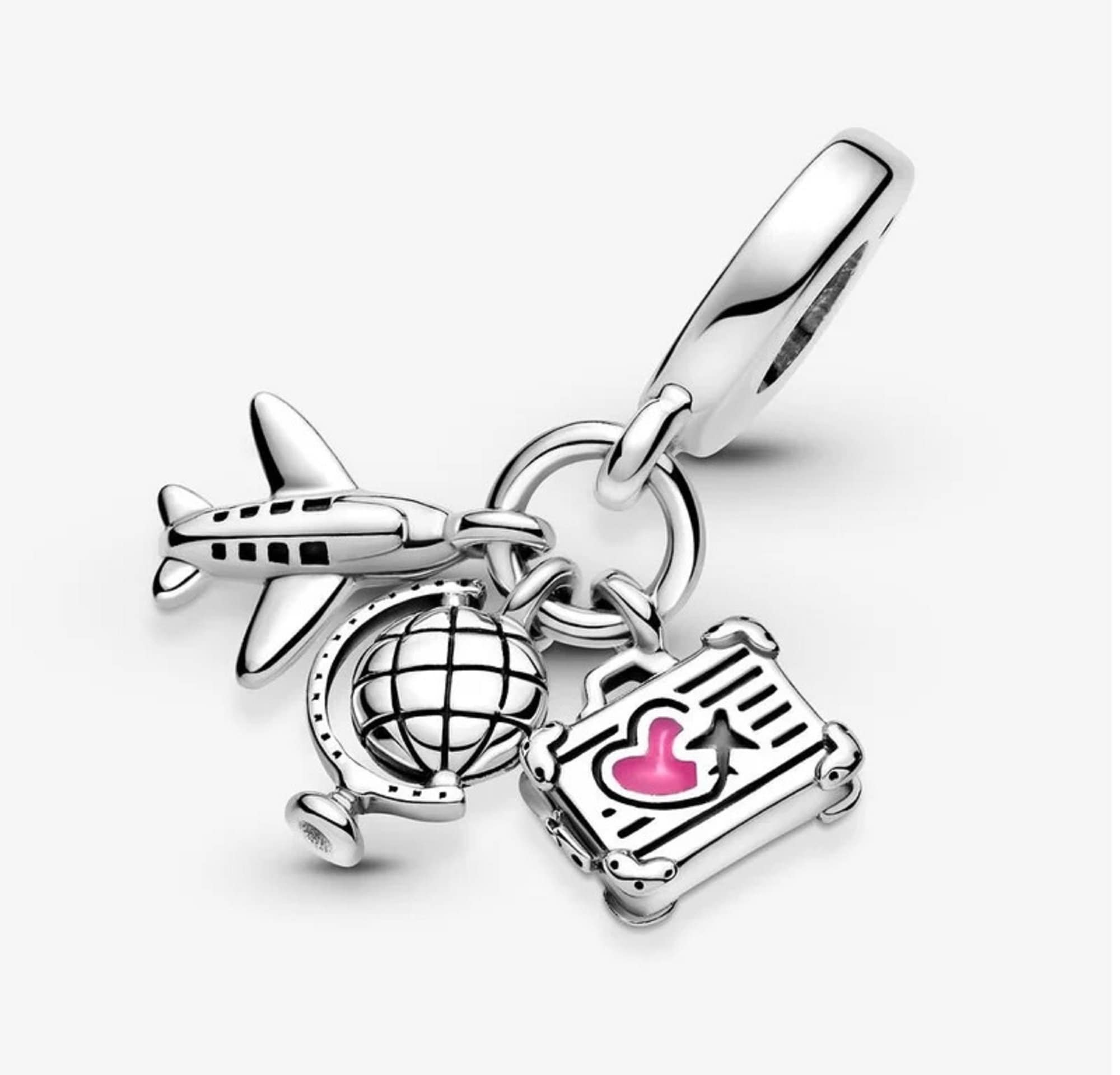 Travel Airplane Globe & Suitcase Dangle Charm, Pendant Charm for ...