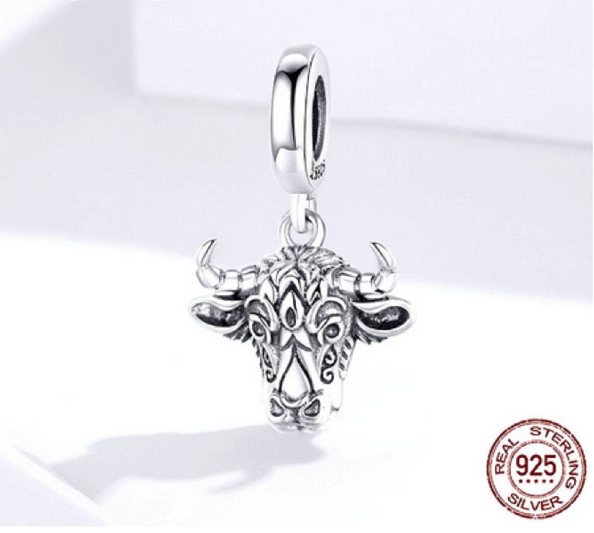 Bull Charm, Bull Head Char, Tauren Pendant Charm, 925 Sterling Silver ...