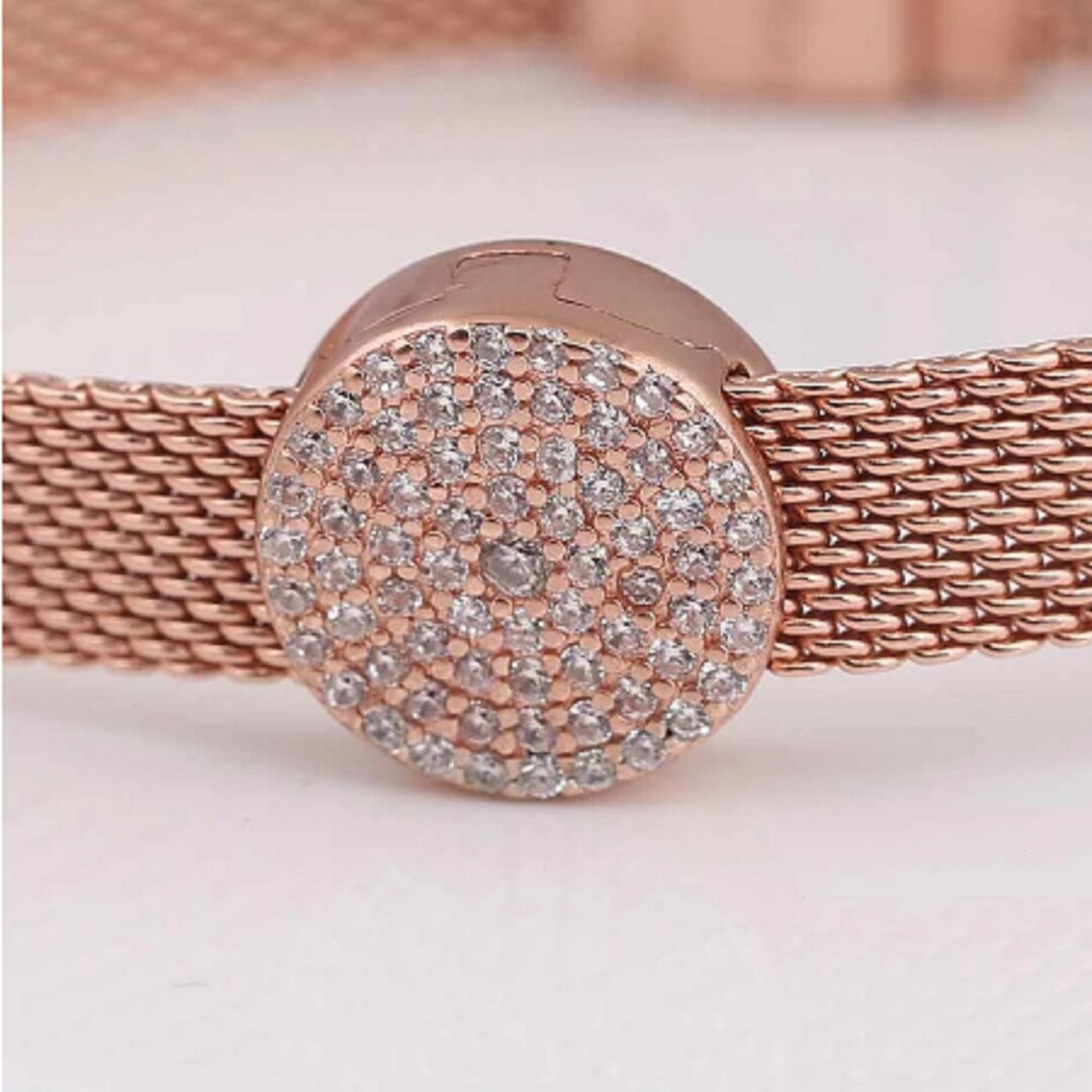 Mesh Bracelet Reflexion Charm Reflection Charm, Rose Gold Dazzling ...