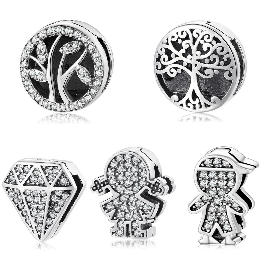 JSS Charms S925 Reflection Clips Heart Star Zircon Clips Beads Fit ...