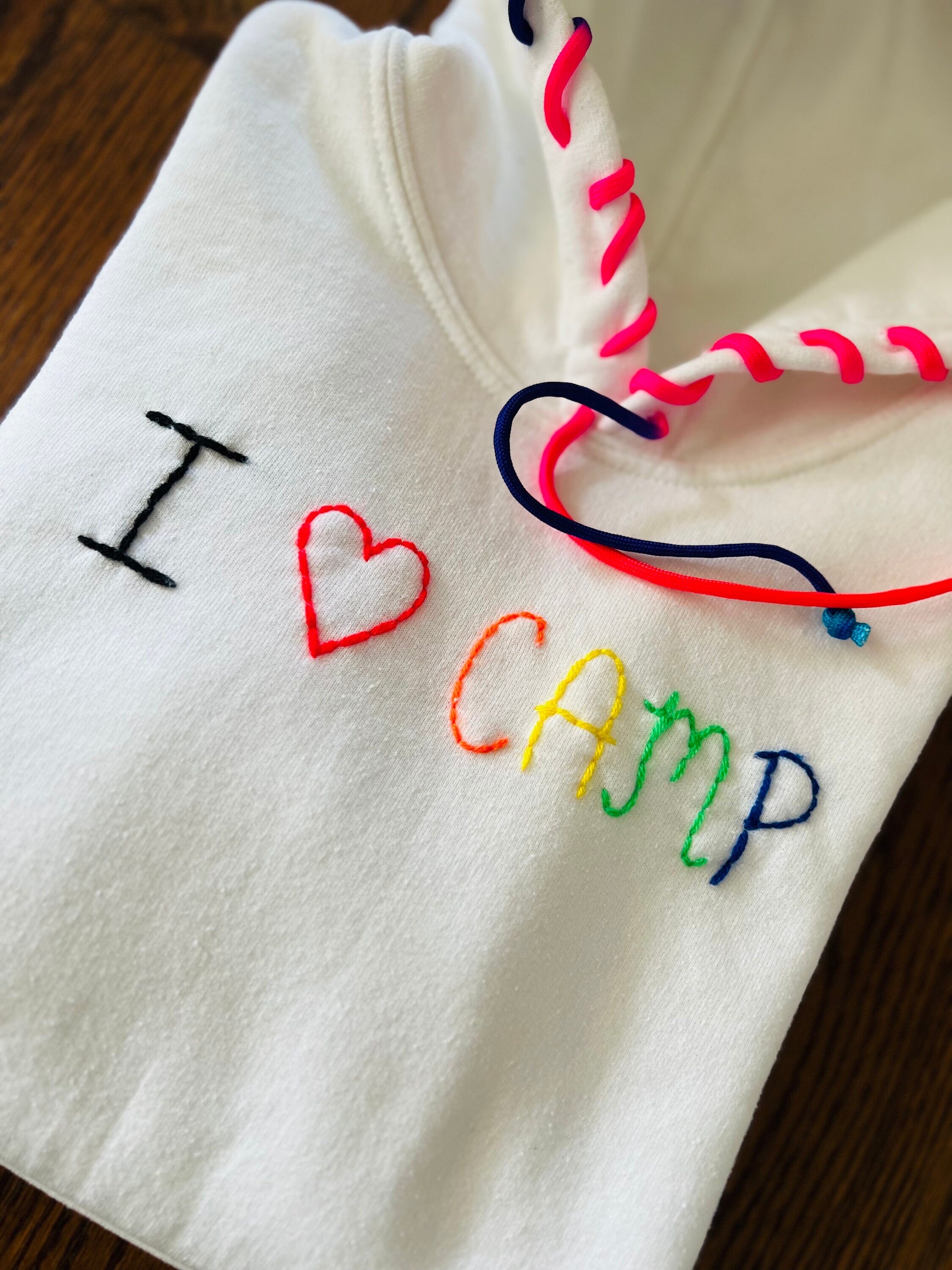 Hand Embroidered I Love Camp - Etsy