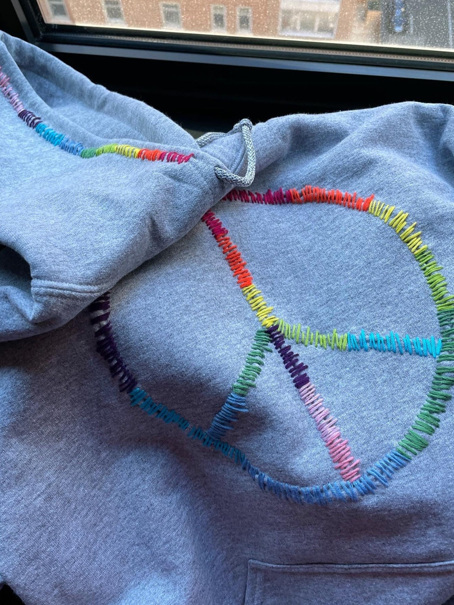 Hand Embroidered Peace Sign Hoodie - Etsy