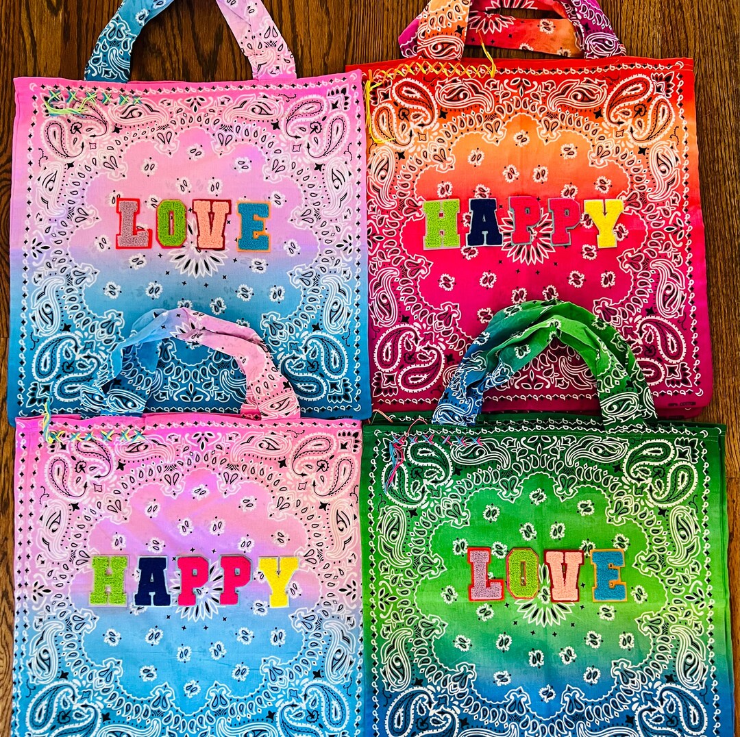 Hand Embroidered Patched up Bandana Tote Bags - Etsy