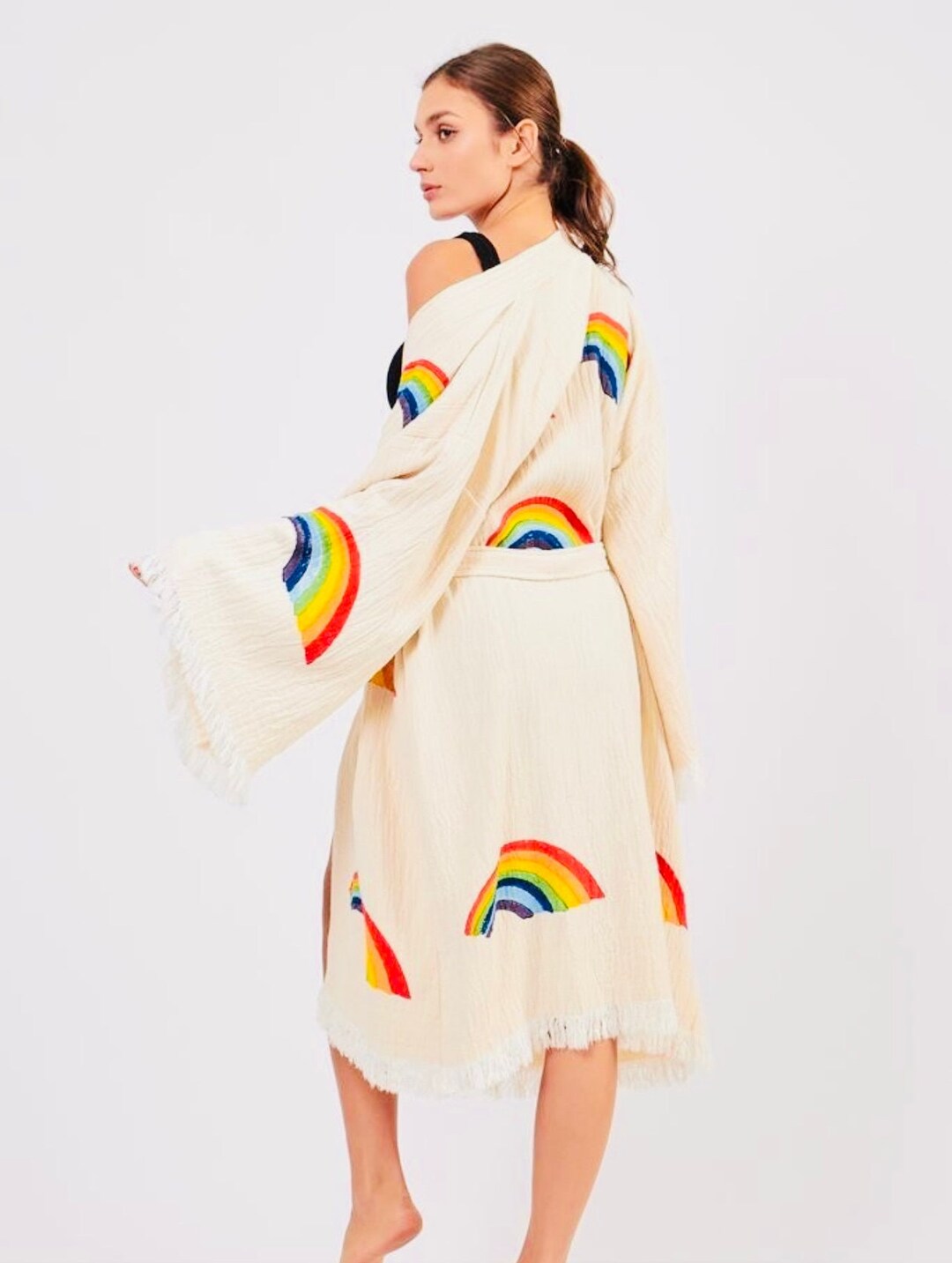 Turkish Cotton Hand Painted Rainbow Robe - Etsy