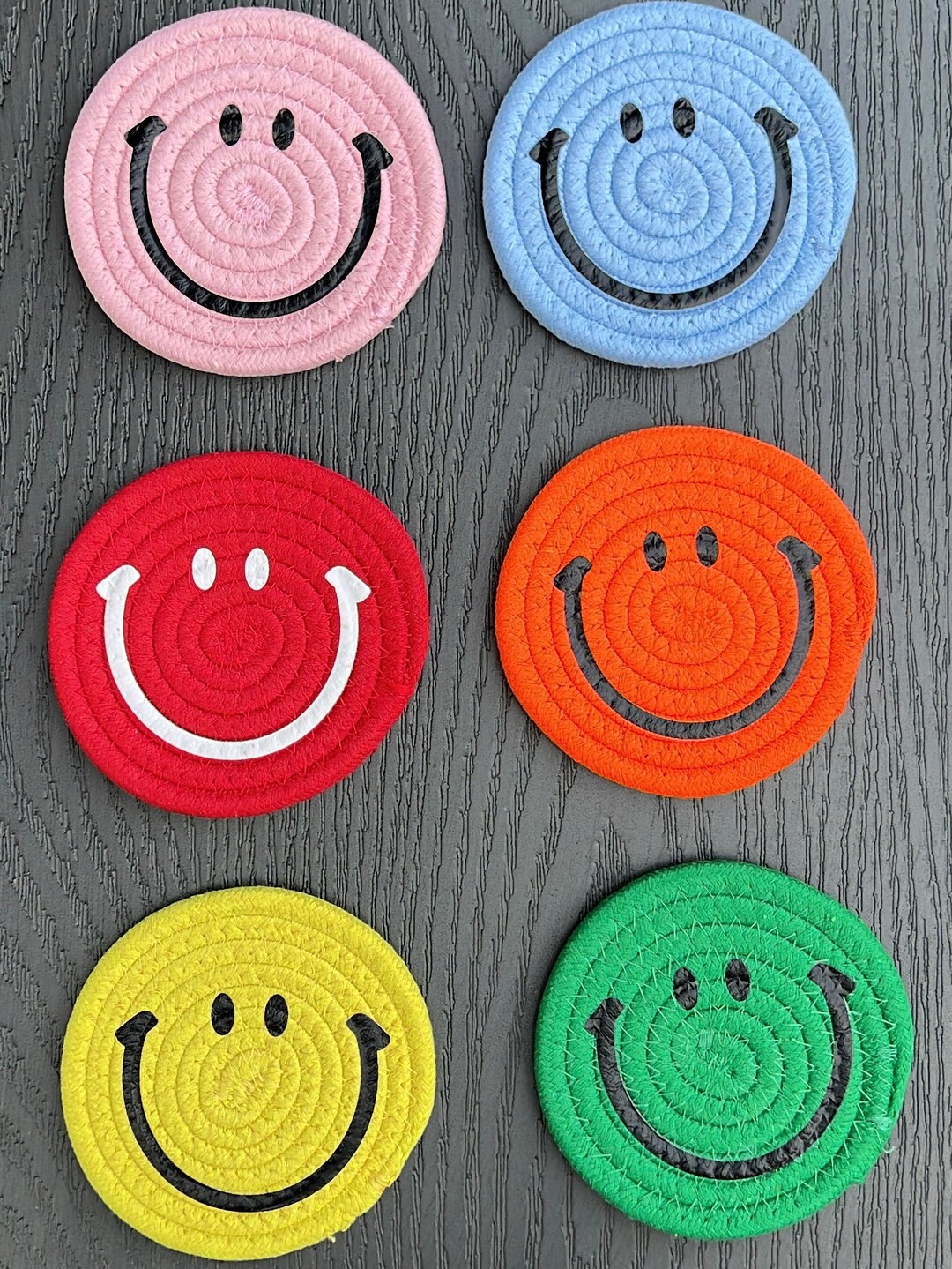 Handwoven Rope Smiley Coasters - Etsy