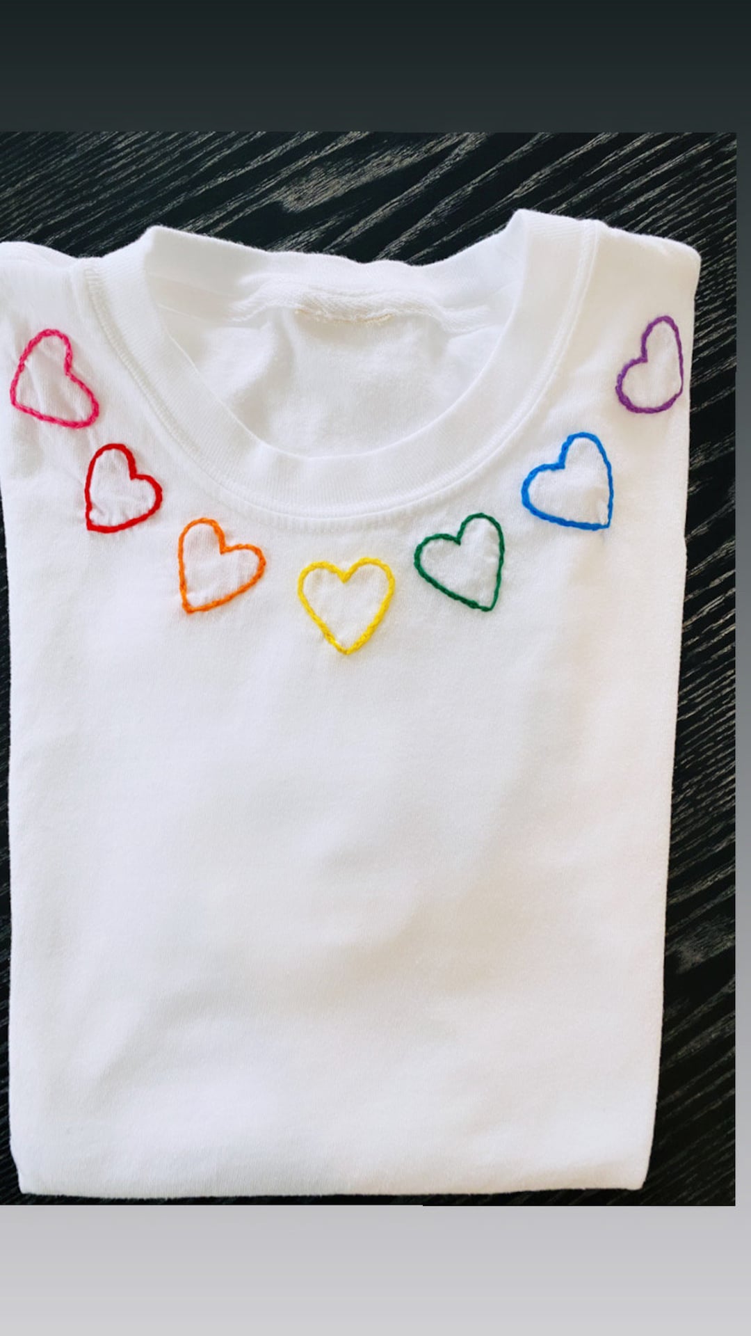 Hand Embroidered Rainbow Hearts Tshirt - Etsy