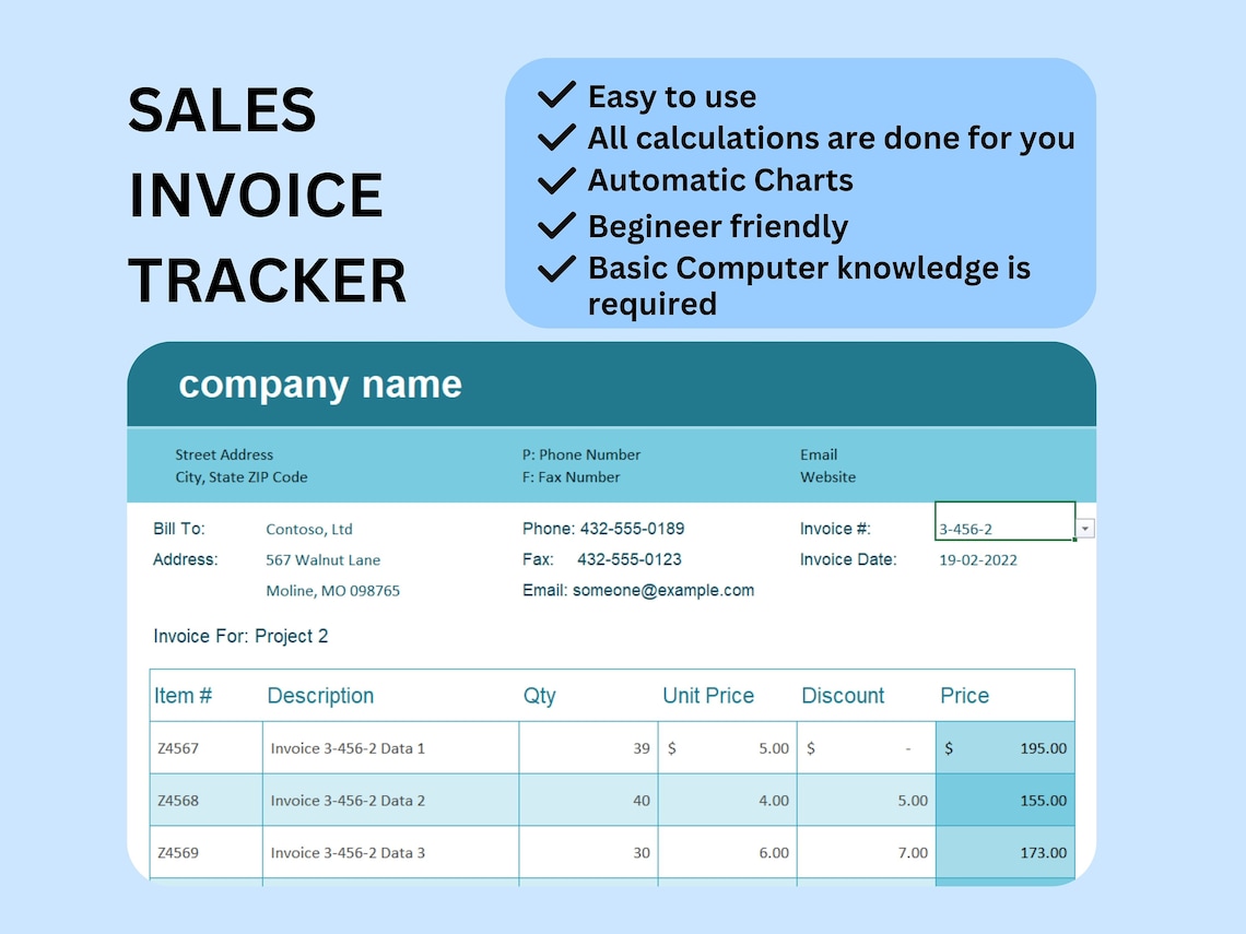 Invoice Tracker Excel Template, Invoice Tracker, Spreadsheet Template ...