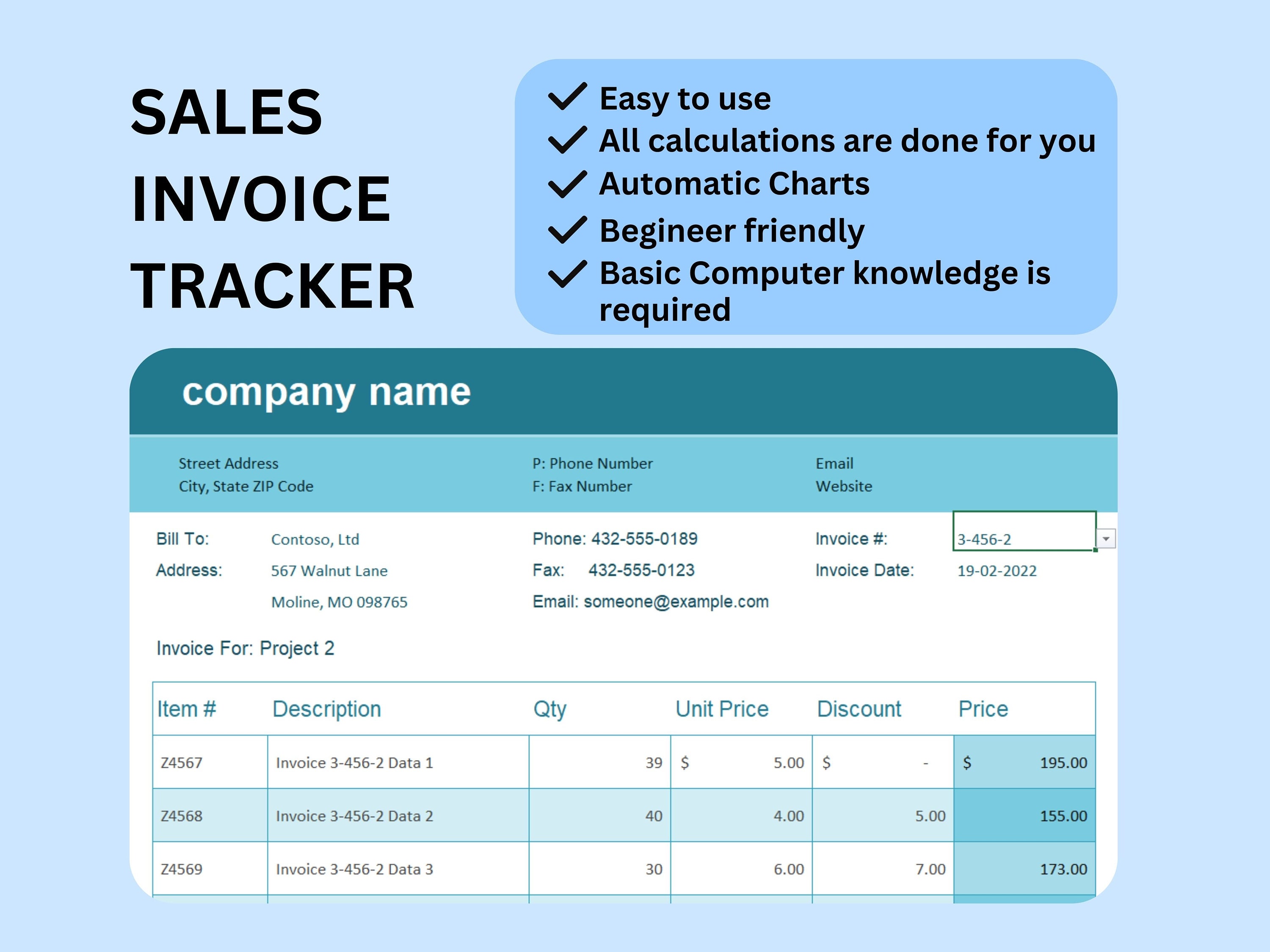 Invoice Tracker Excel Template, Invoice Tracker, Spreadsheet Template ...