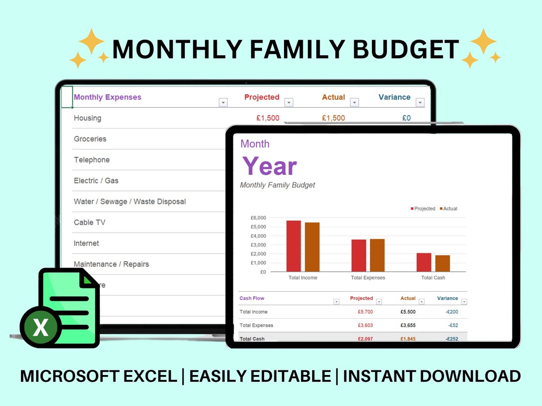 Monthly Budget Spreadsheet Excel Sheet, Budget Spreadsheet, Spreadsheet ...