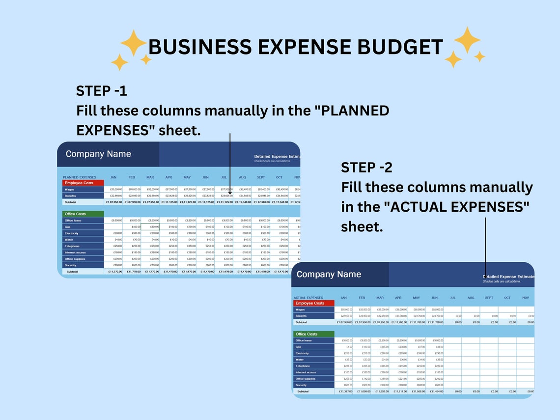 Business Budget Expense Excel Sheet | Finance Expense Tracker | Excel ...