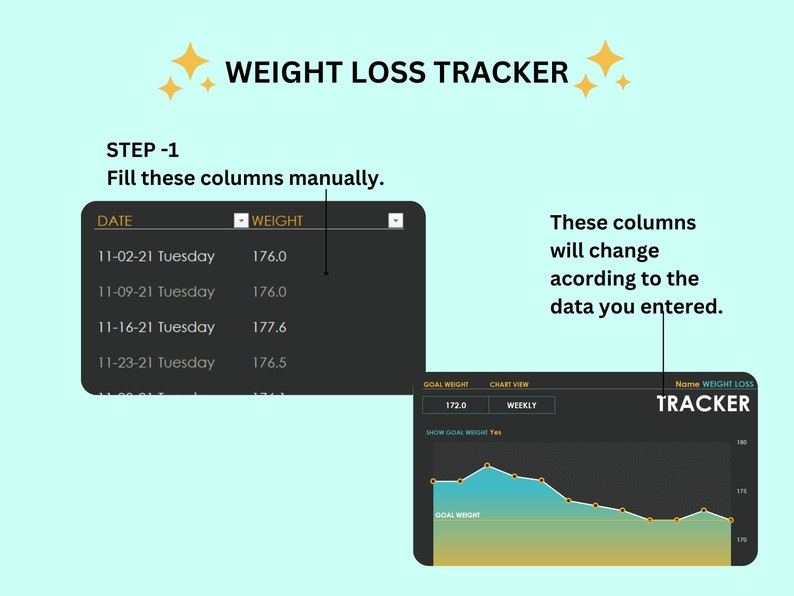 Weight Loss Tracker, Excel Sheet, Weight Loss Progress, Track Progress ...