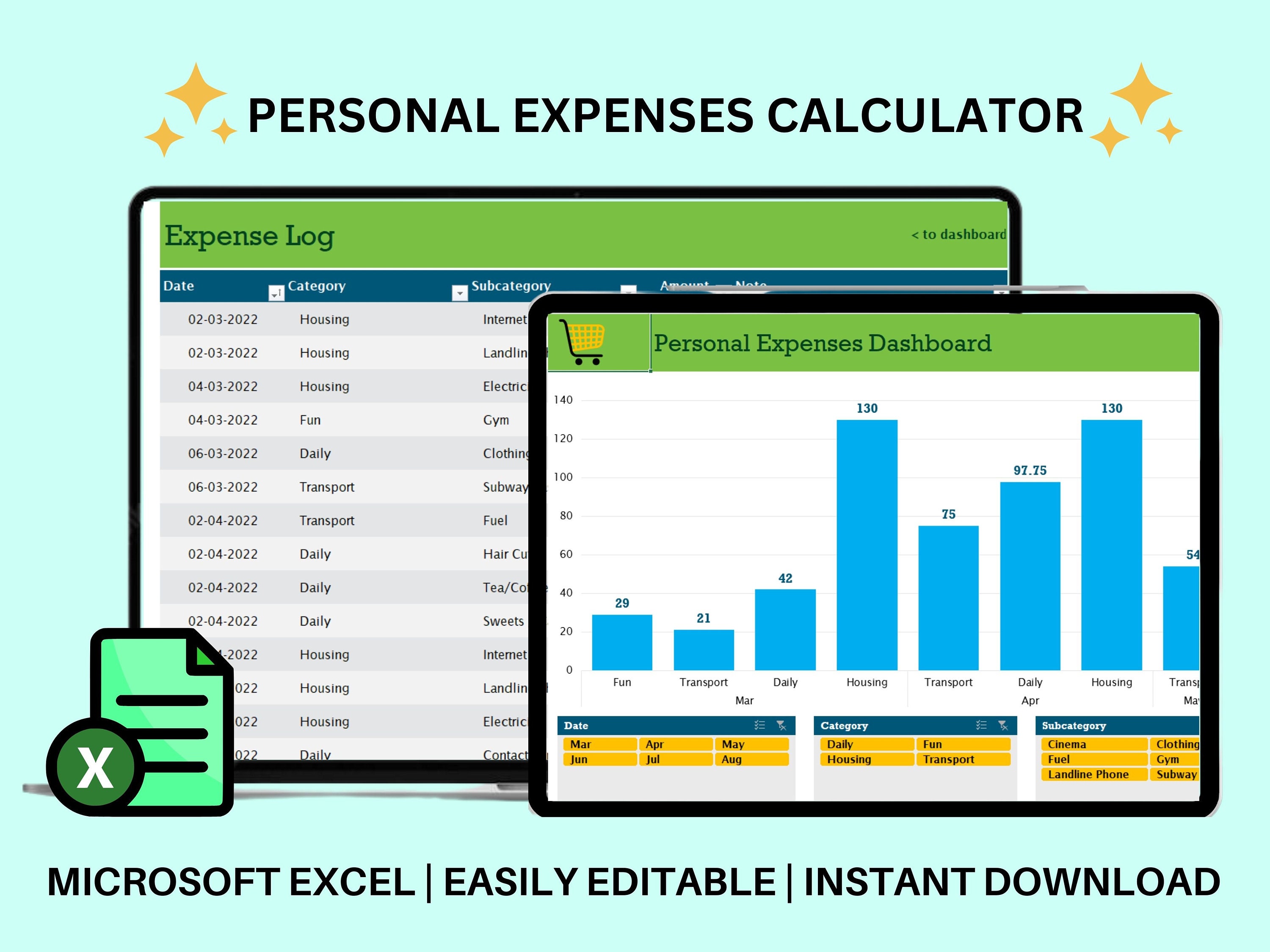 Expense Tracker, Income Tracker, Excel Spreadsheet, Finance Expense ...
