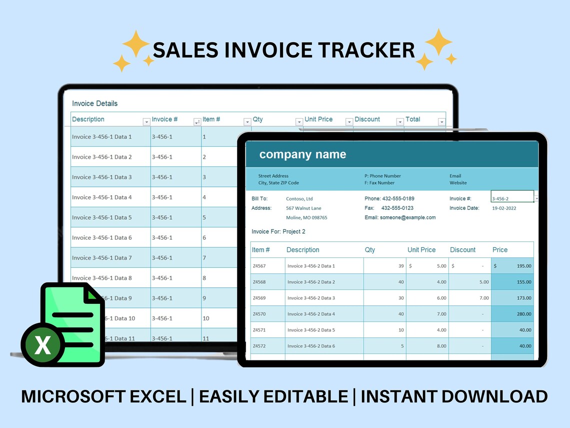 Invoice Tracker Excel Template, Invoice Tracker, Spreadsheet Template ...