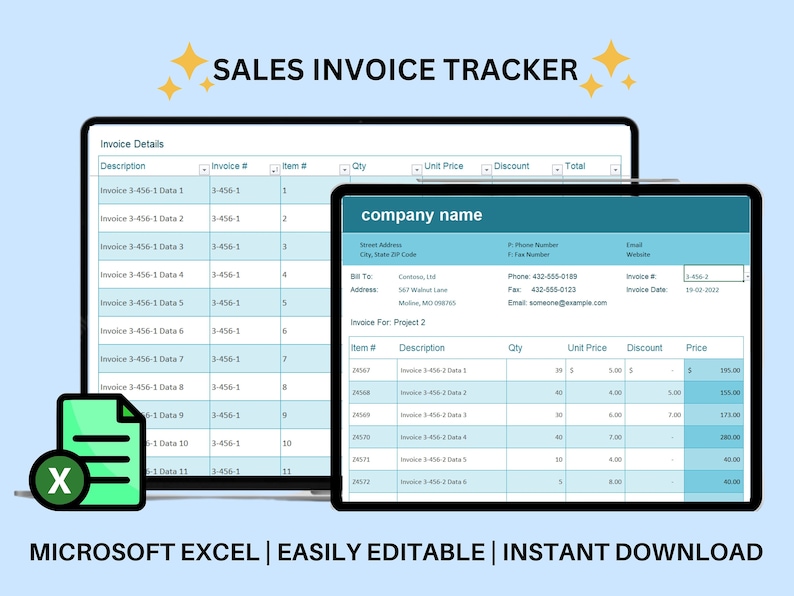Invoice Tracker Excel Template, Invoice Tracker, Spreadsheet Template ...
