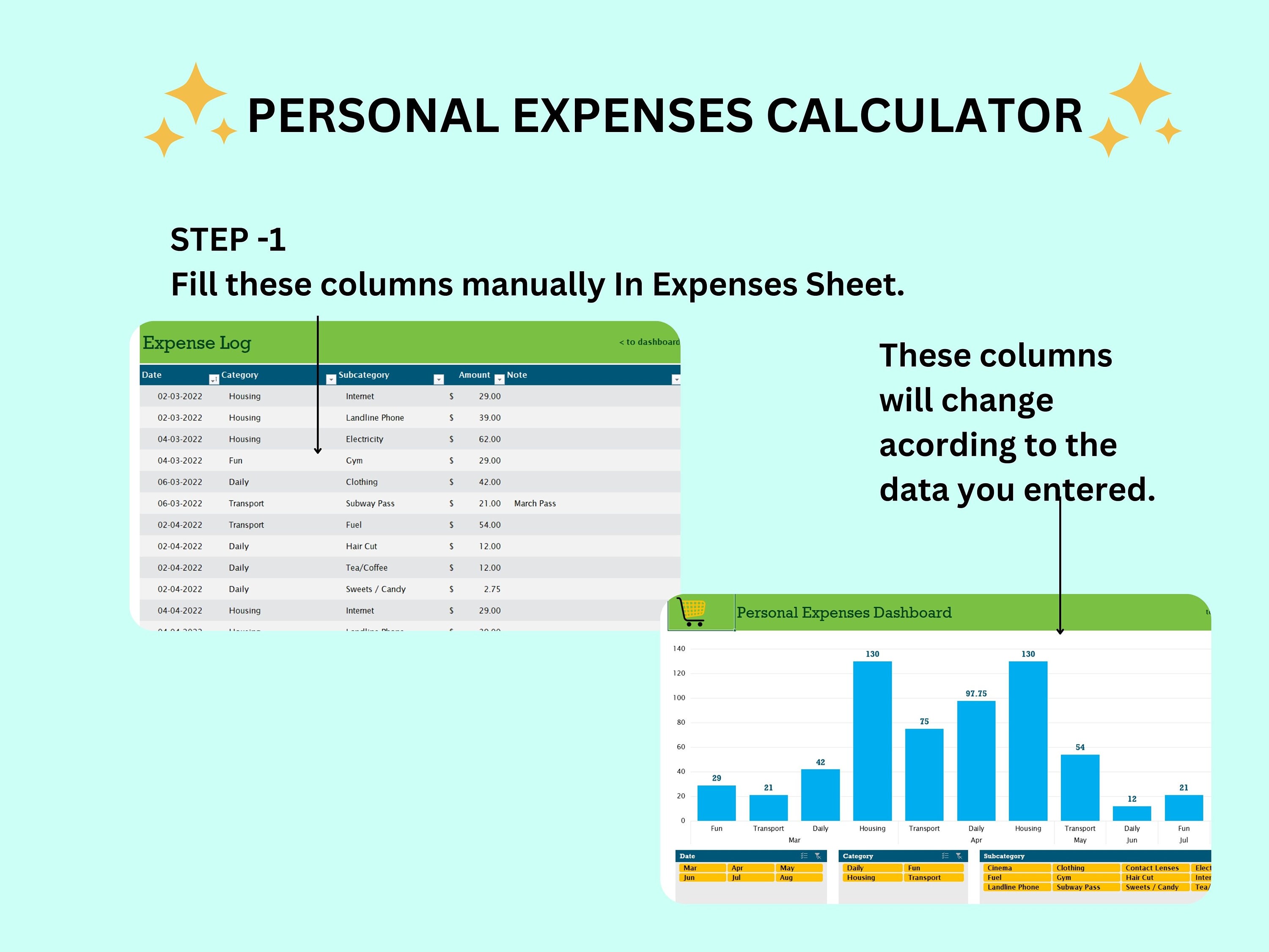 Expense Tracker, Income Tracker, Excel Spreadsheet, Finance Expense ...