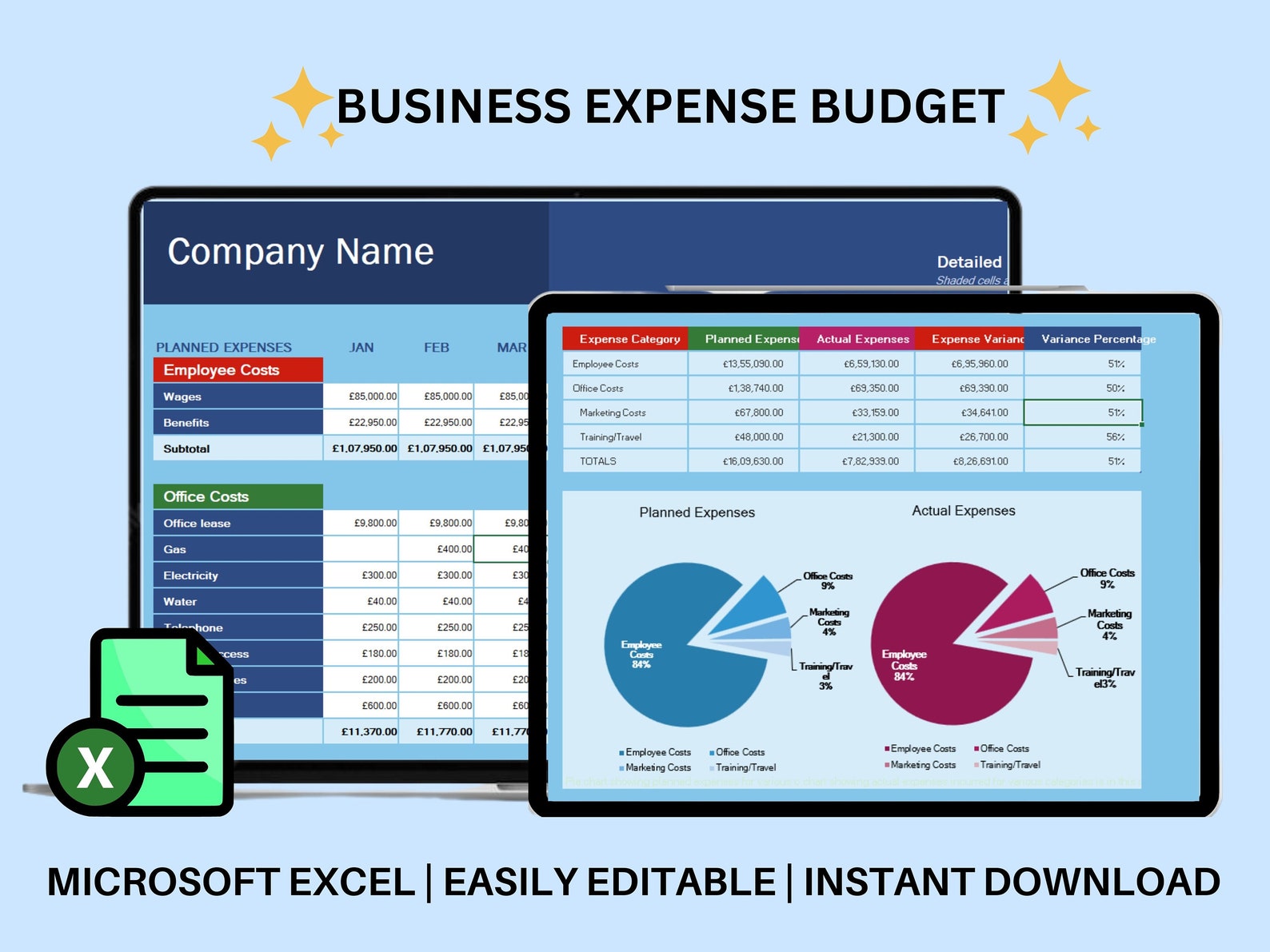 Business Budget Expense Excel Sheet | Finance Expense Tracker | Excel ...