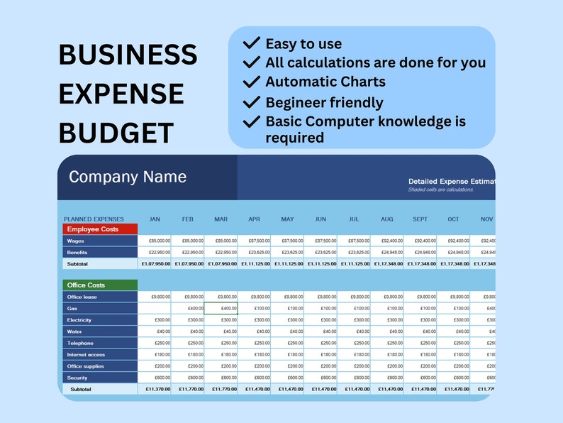 Business Budget Expense Excel Sheet | Finance Expense Tracker | Excel ...
