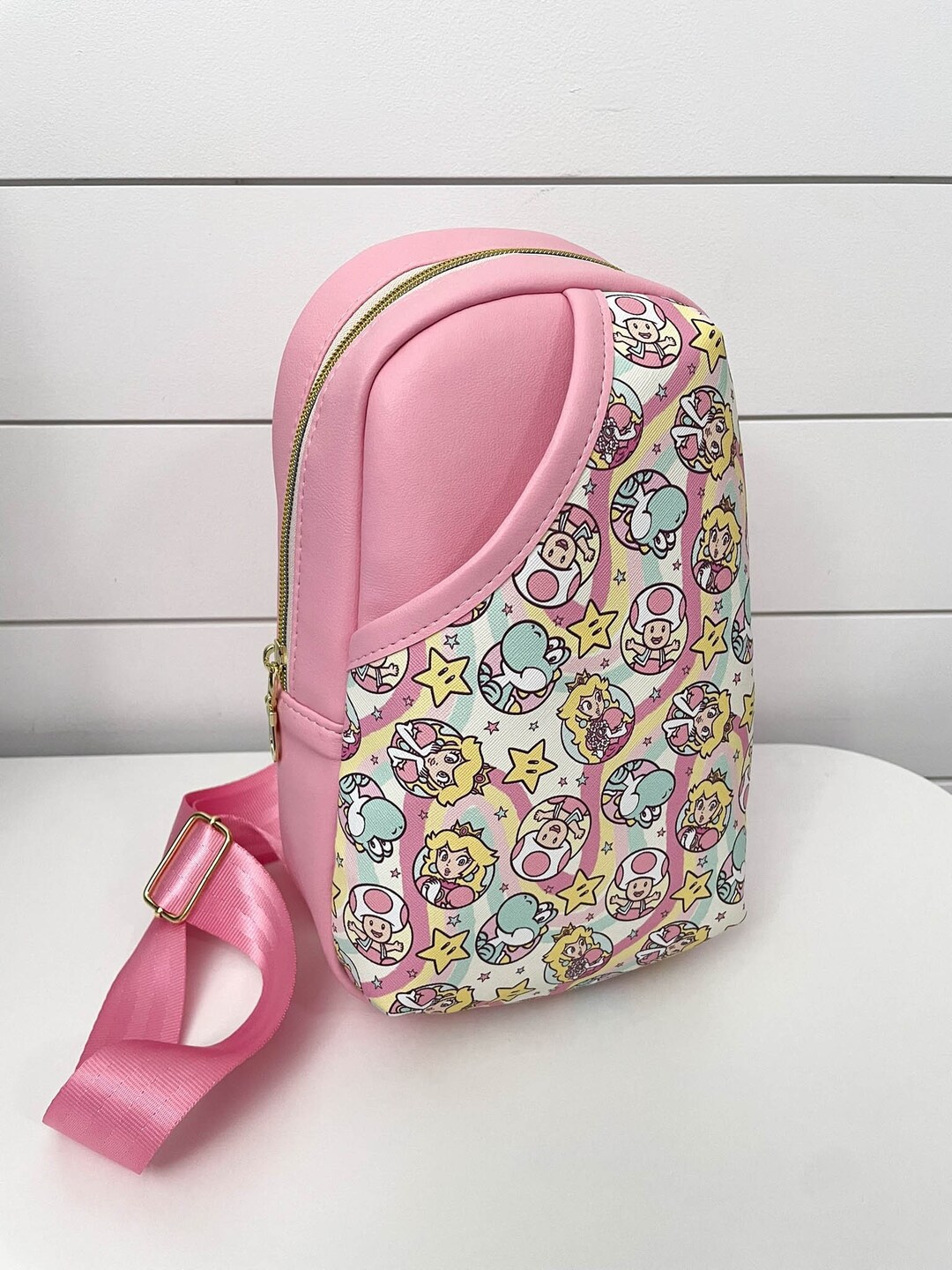 Pink Gamer Girl Vinyl Sling Bag Spacious Backpack Purse Handmade ...