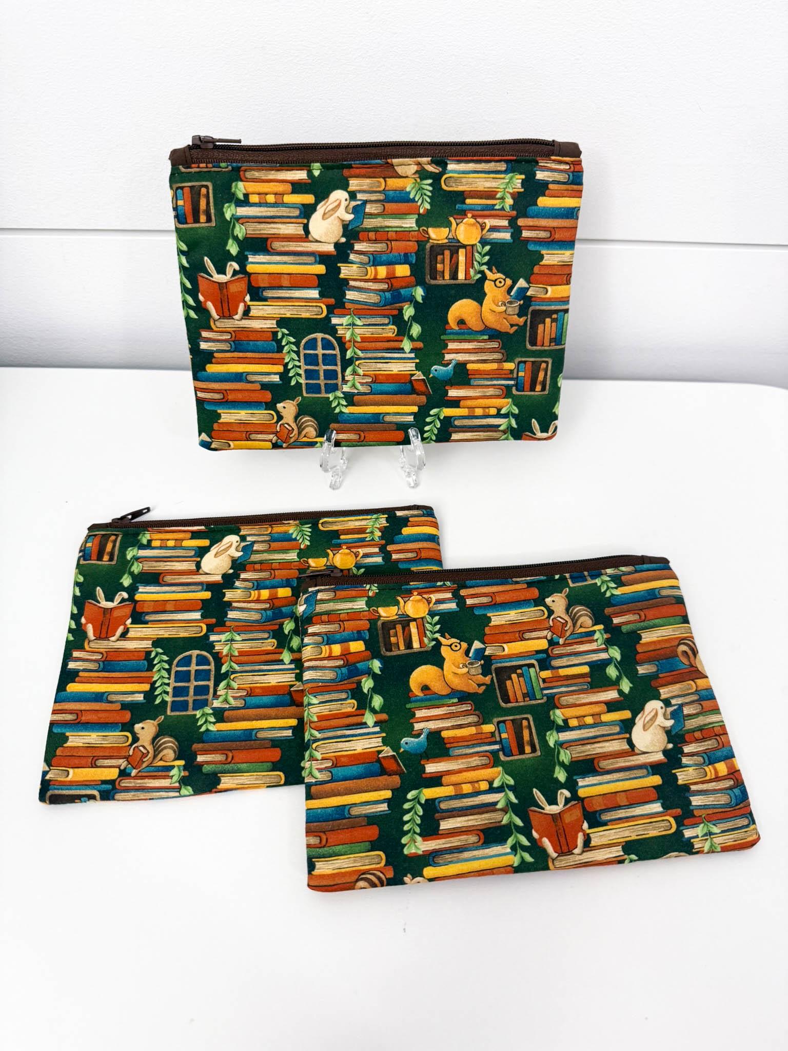 Green Animal Library Zipper Pouch - Reader Teacher Librarian - Purse ...