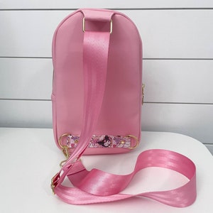 Pink Kawaii Characters Vinyl Sling Bag - Spacious Backpack Purse ...