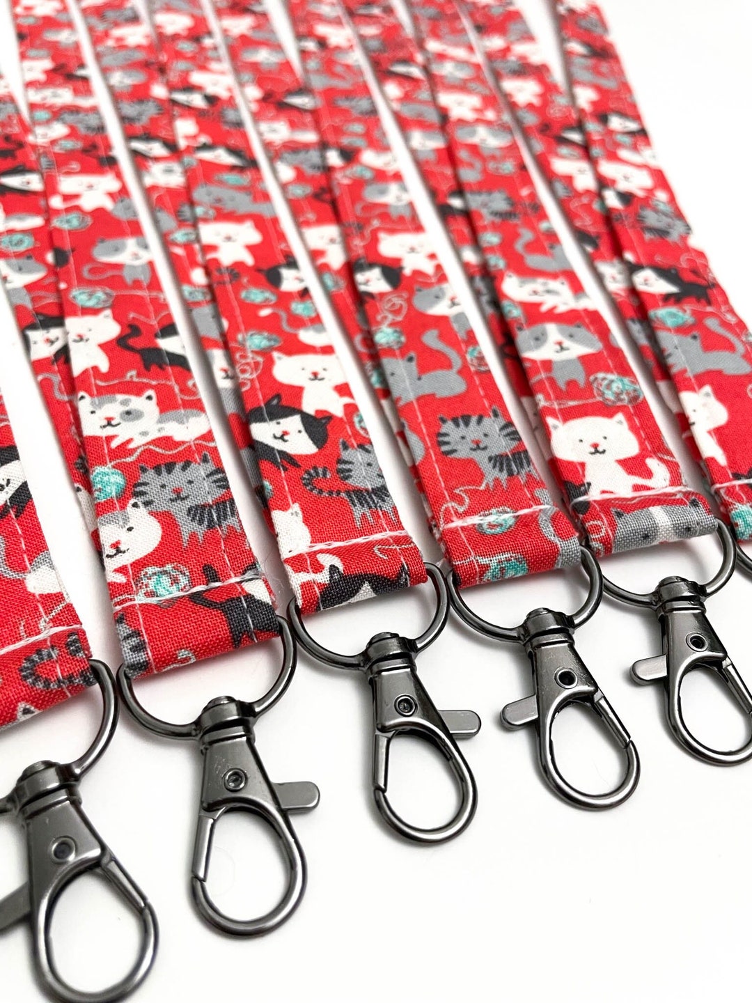 Coral Cute Cats Lanyard With Swivel Clasp - Badge Holder, Keychain, Key ...