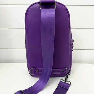 Purple Sleepy Monster Vinyl Sling Bag Spacious Backpack Purse Handmade ...