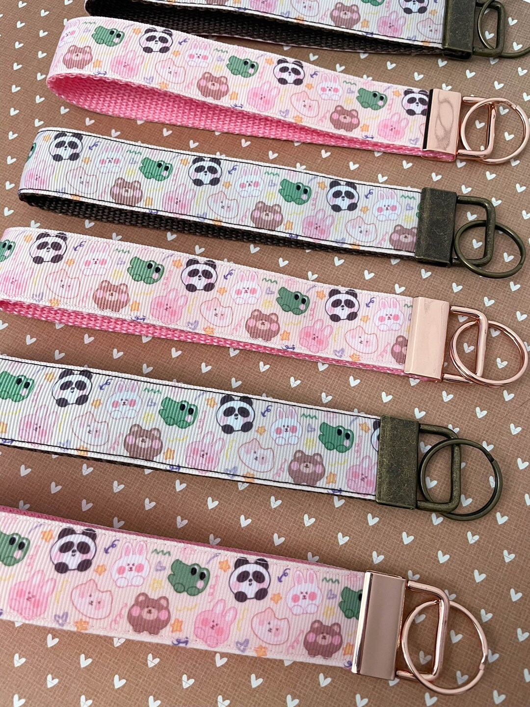 Cute Zoo Animals Key Fob / Kawaii Pink Wristlet / Wrist Keychain / Key ...