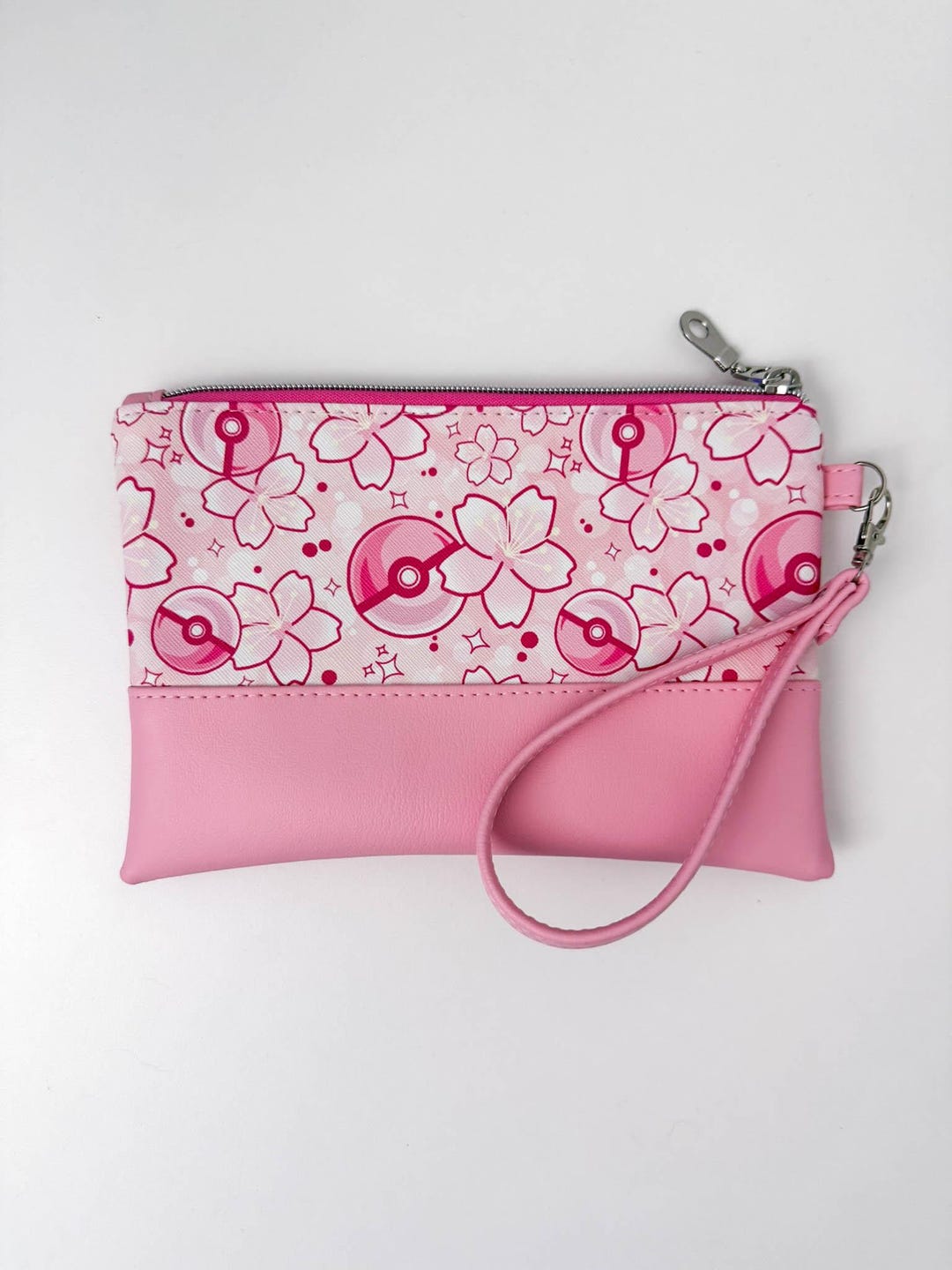 Pink Sakura Cherry Blossom Gamer Girl Wristlet - Small Purse Handmade ...