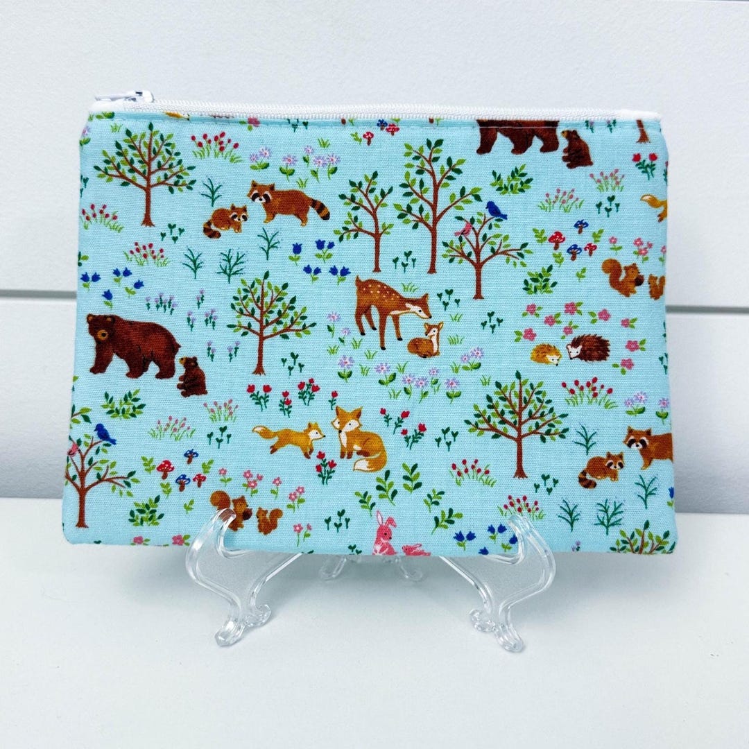 Light Blue Forest Animals Zipper Pouch - Nature Creature Lover - Purse ...