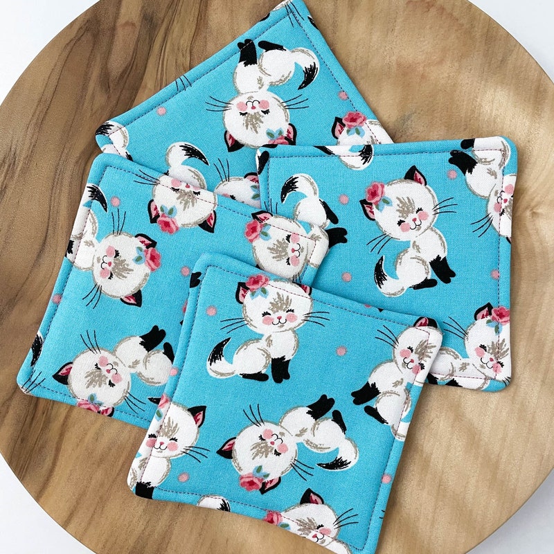 Fabric Cat Coasters - Etsy