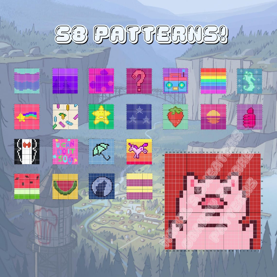 Gravity Falls Mabel's Sweaters Granny Square Crochet Graph Patterns - Etsy